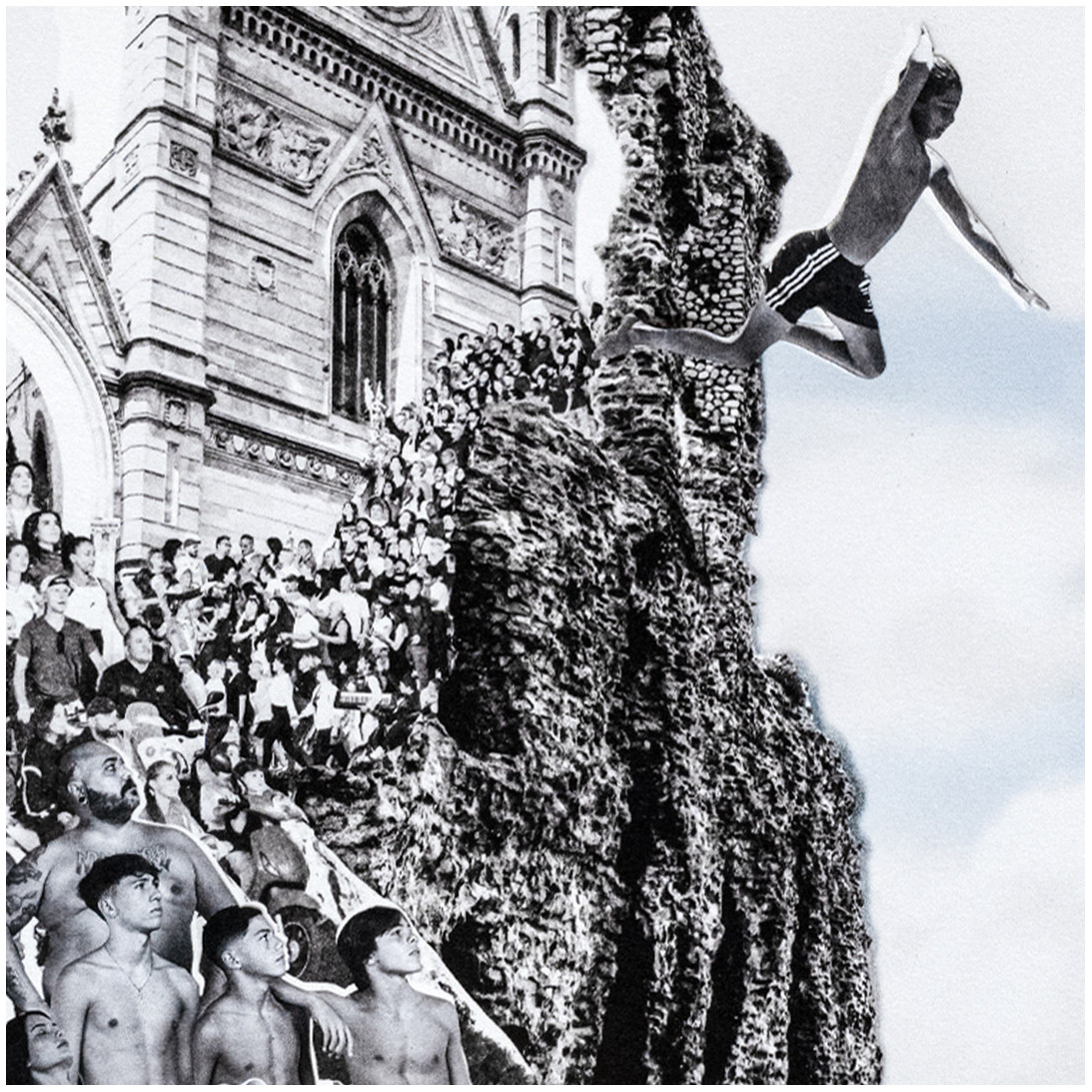 Le Cronache di Napoli, Il tuffo, collage, 2025